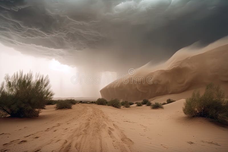 Storm Rolls Over Desert, Bringing Sand and Dust Storms with it Stock ...