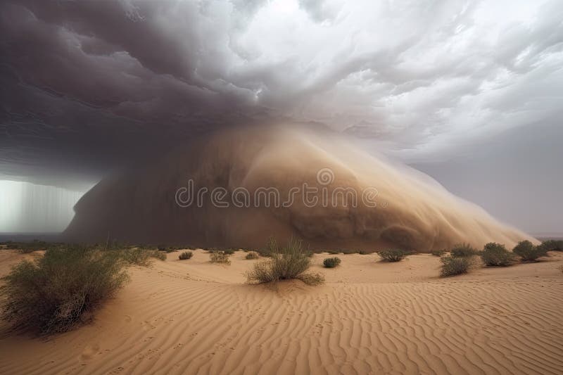 Storm Rolls Over Desert, Bringing Sand and Dust Storms with it Stock ...