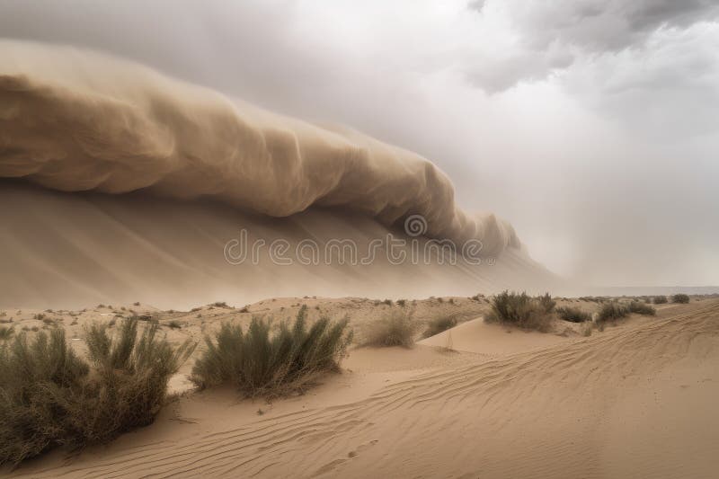 Storm Rolls Over Desert, Bringing Sand and Dust Storms with it Stock ...
