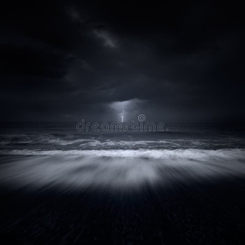 Lightning Thunderstorm at Sea Stock Photo - Image of climate, strike ...
