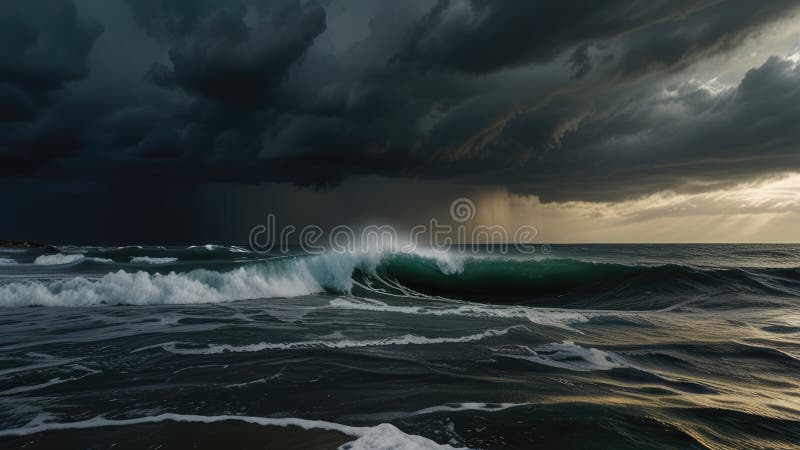 Storm sea stock illustration. Illustration of realistic - 334366892