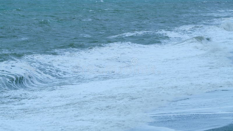 Storm on the Sea. Power of Waves Breaking Splashing Sea-Spray Water ...