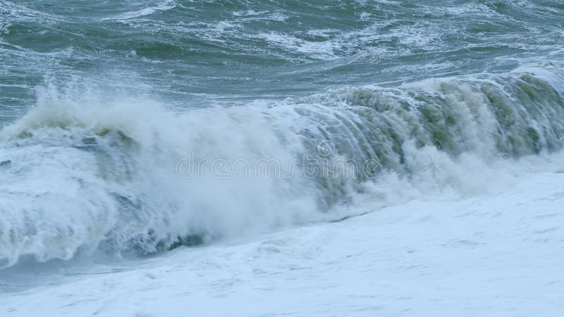 Storm on the Sea. Power of Waves Breaking Splashing Sea-Spray Water ...
