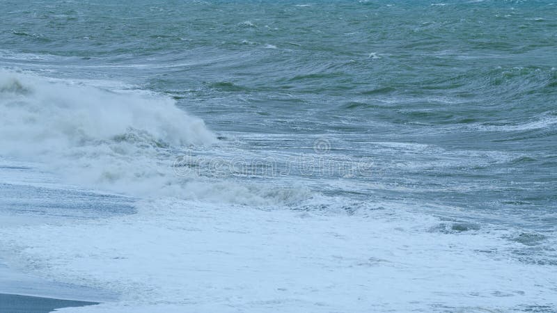 Storm on the Sea. Power of Waves Breaking Splashing Sea-Spray Water ...
