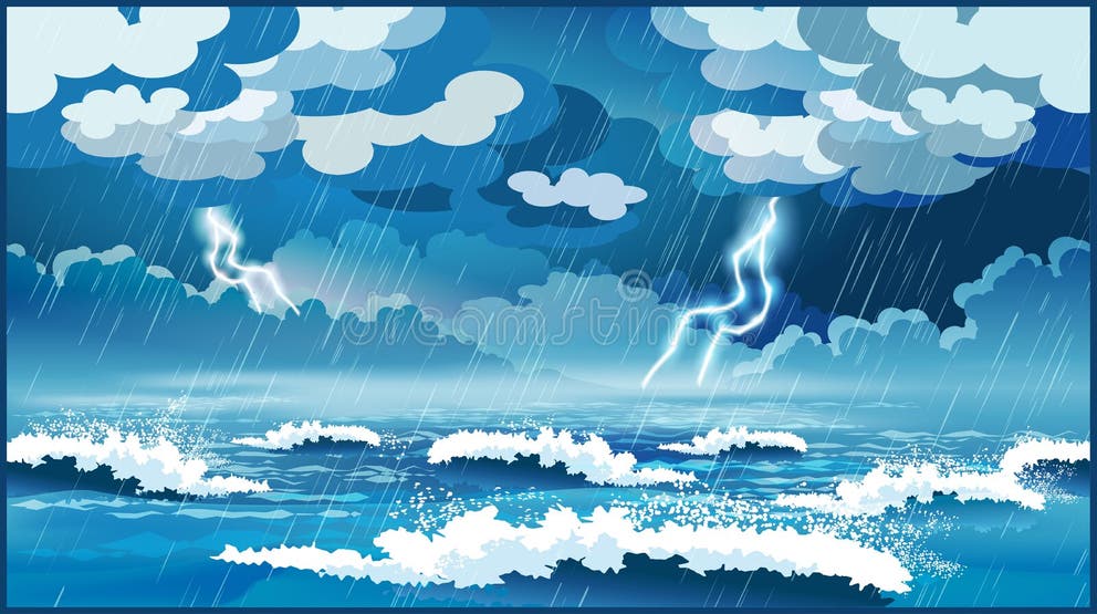 Storm at sea stock vector. Illustration of storm, stormy - 109178703