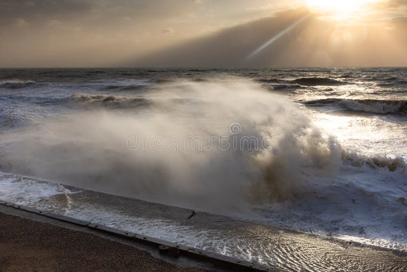 Storm at Sea, Storm Warning on the Coast. Thunderclouds and Big Sea ...