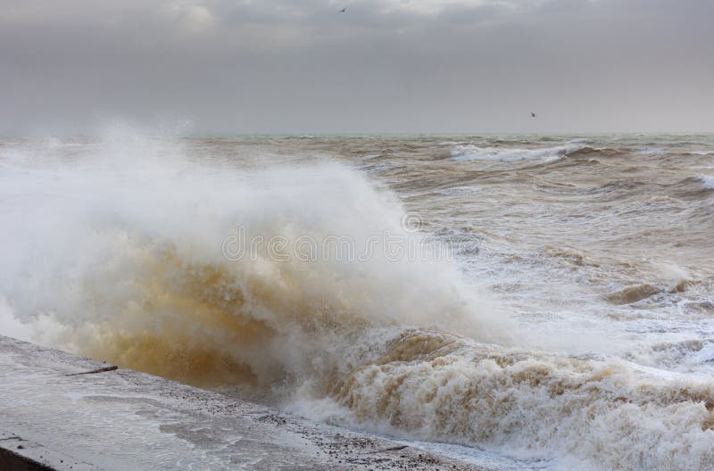 Storm at Sea, Storm Warning on the Coast. Thunderclouds and Big Sea ...