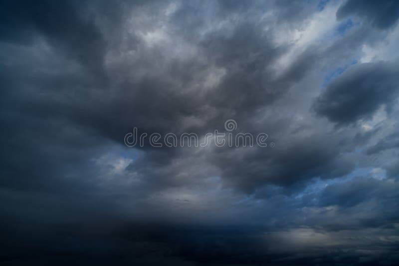 Storm Sky, Dark Dramatic Clouds during Thunderstorm, Rain and Wind ...