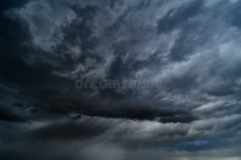 Storm Sky, Dark Dramatic Clouds during Thunderstorm, Rain and Wind ...