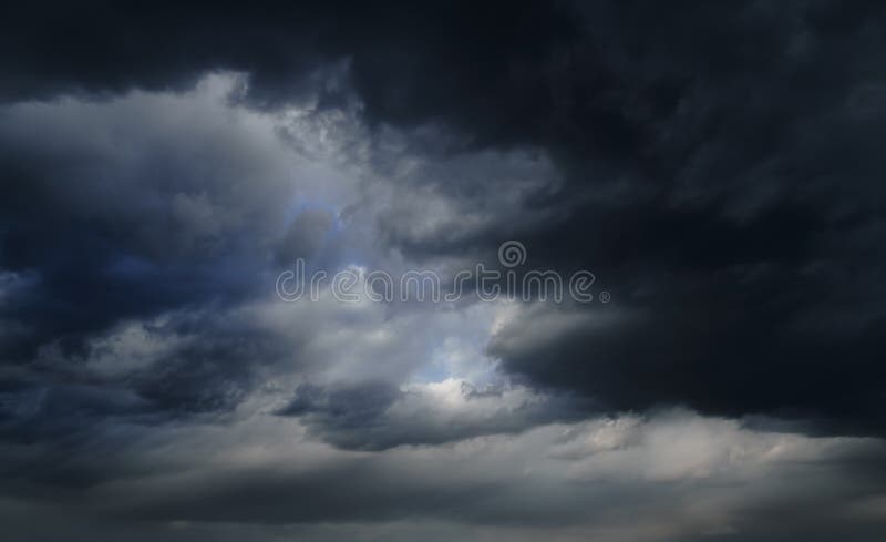 Storm Sky, Dark Dramatic Clouds during Thunderstorm, Rain and Wind ...
