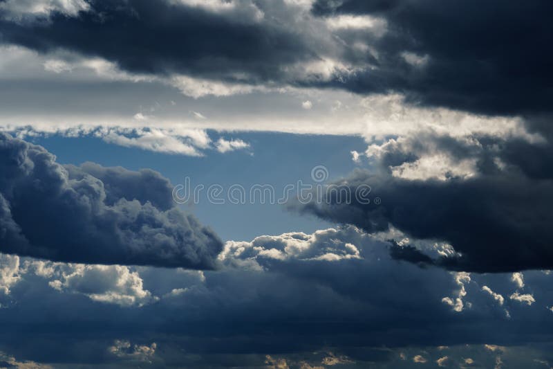 Storm Sky, Dark Dramatic Clouds during Thunderstorm, Rain and Wind ...