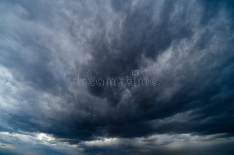 Storm Sky, Dark Dramatic Clouds during Thunderstorm, Rain and Wind ...