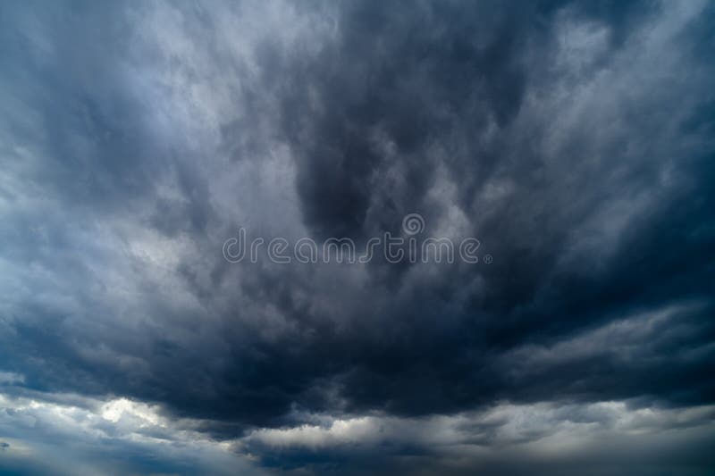 Storm Sky, Dark Dramatic Clouds during Thunderstorm, Rain and Wind ...