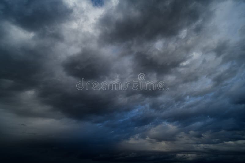 Storm Sky, Dark Dramatic Clouds during Thunderstorm, Rain and Wind ...
