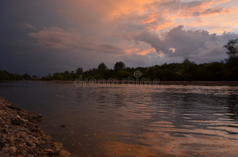 Storm sky on river stock image. Image of sunset, storm - 181760777