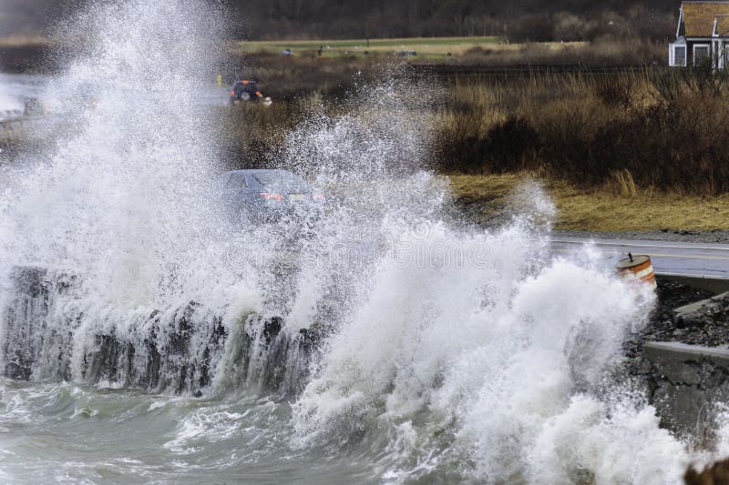 Storm Smashes Rhode Island Coast Stock Image Image Of Crashing Ocean