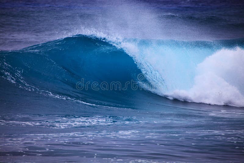 Storm Surf Surges Against Oahu Shore Stock Image - Image of storm, foam ...