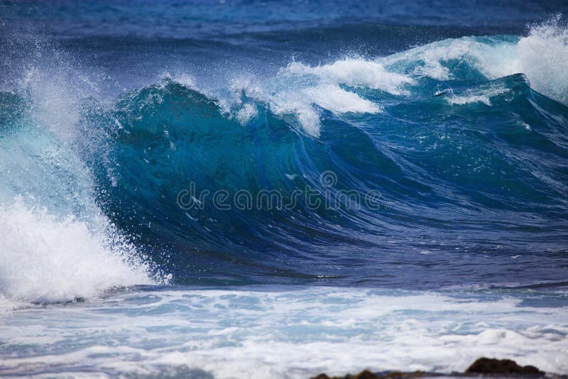 Storm Surf Surges Against Oahu Shore Stock Image - Image of break ...