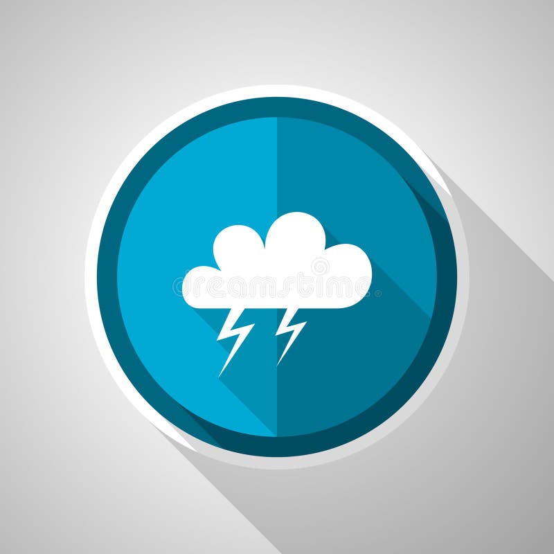 Storm Symbol, Flat Design Vector Blue Icon with Long Shadow Stock ...