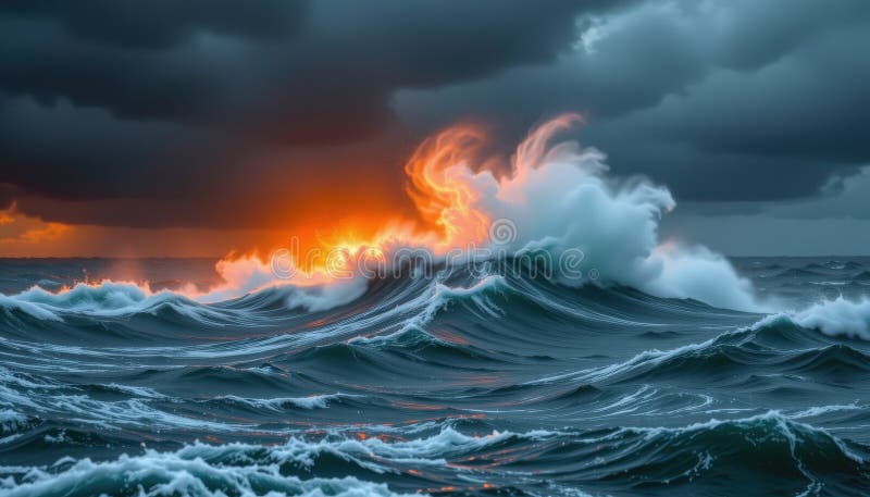 Storm Teal Blending into Fire Ember Orange with Thunder Ripple Effect ...