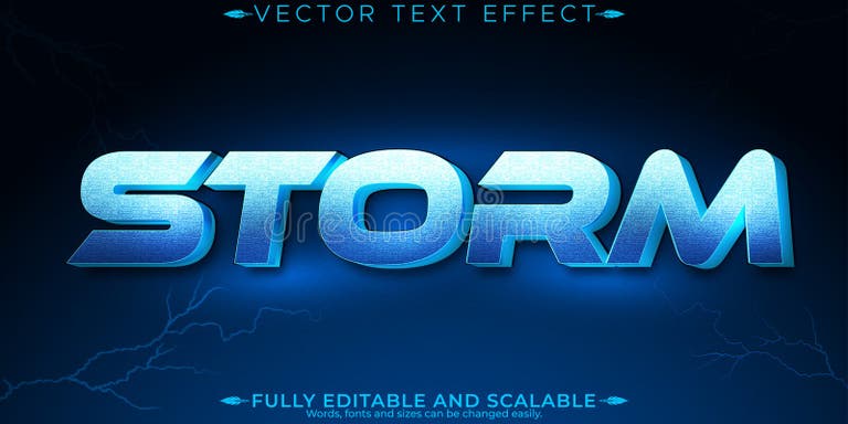 Storm Text Effect, Editable Thunder and Lightning Text Style Stock ...
