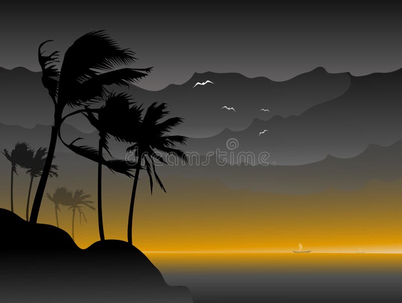 Storm-Vector stock vector. Illustration of tree, coconut - 45715702