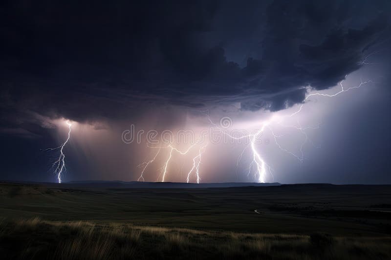 Storm with Visible Rain Pouring Down on a City, Generative AI Stock ...