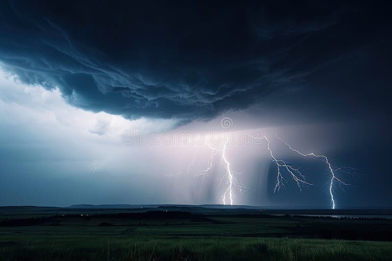 Storm with Visible Rain Pouring Down on a City, Generative AI Stock ...