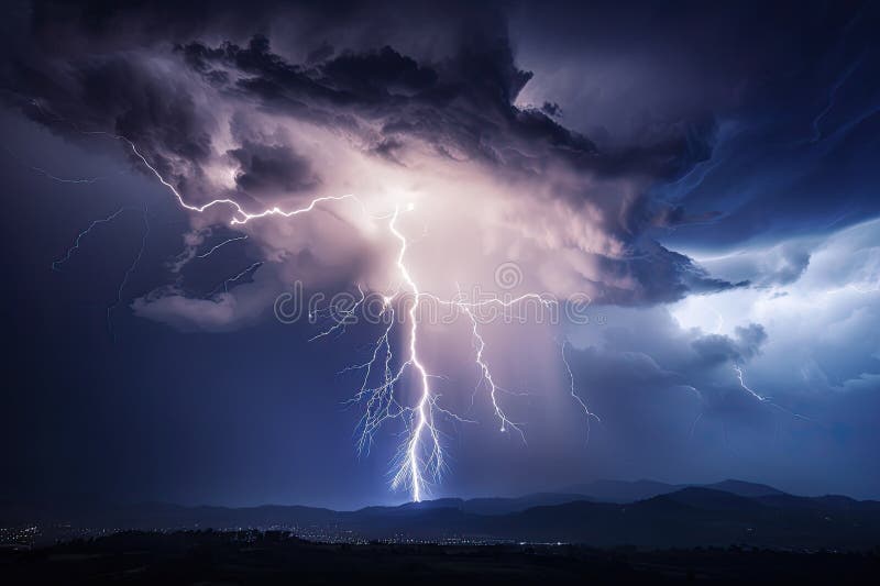 Storm with Visible Rain Pouring Down on a City, Generative AI Stock ...