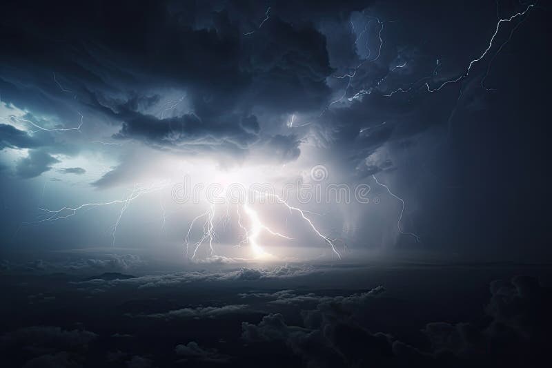 Storm with Visible Rain Pouring Down on a City, Generative AI Stock ...