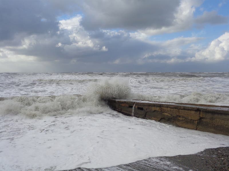 Storm Waves, Clouds Over the Sea Stock Photo - Image of splashing ...