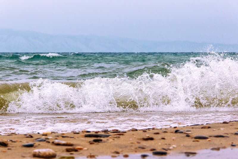Storm and Waves on the Lake Baikal Stock Image - Image of people ...