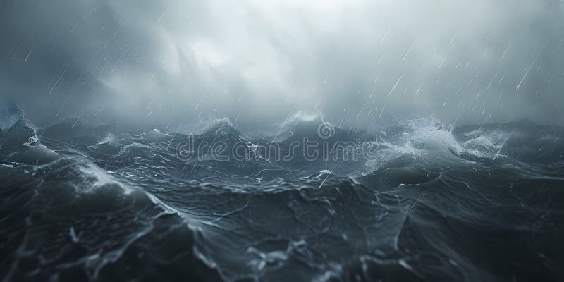 A Storm with Waves and Rain in the Ocean Stock Photo - Image of ...