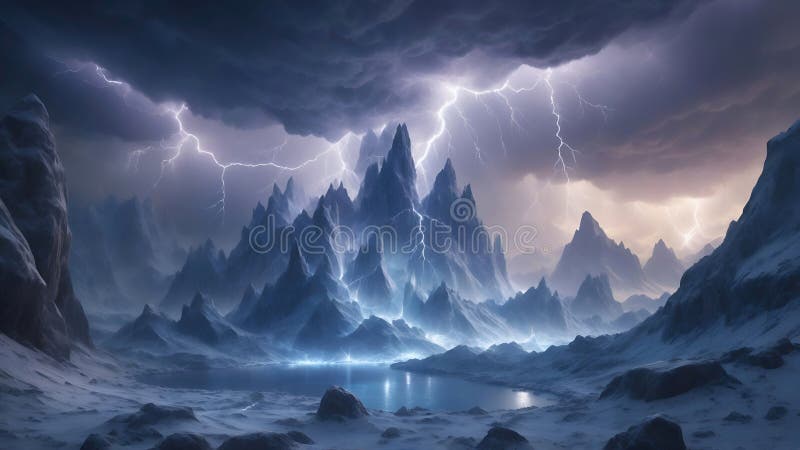 A Storm Where Every Lightning Bolt Solidifies into Glowing Crystalline ...