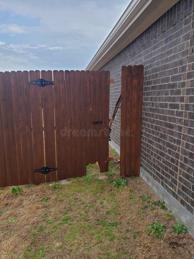 Storm Wind Damaged Fence Broken Stock Photo - Image of damaged, fence ...