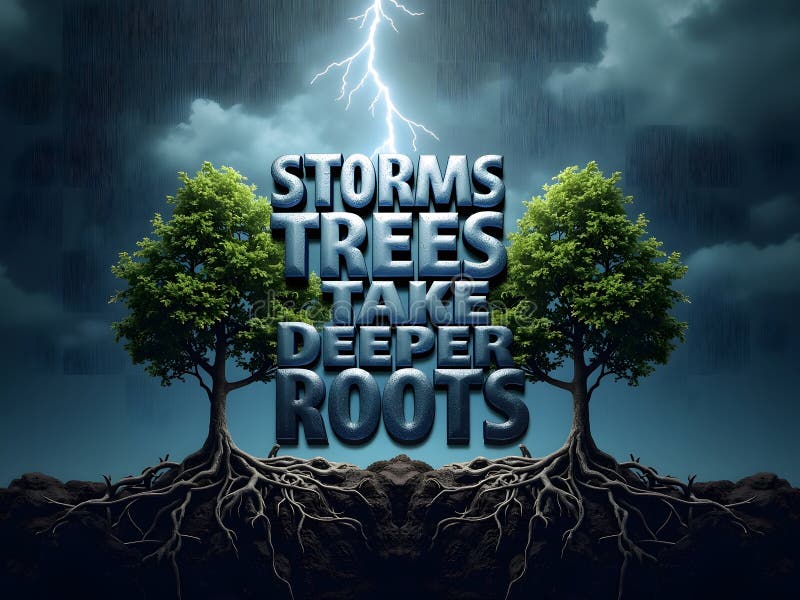 Storms Trees Take Deeper Roots Stock Illustration - Illustration of ...