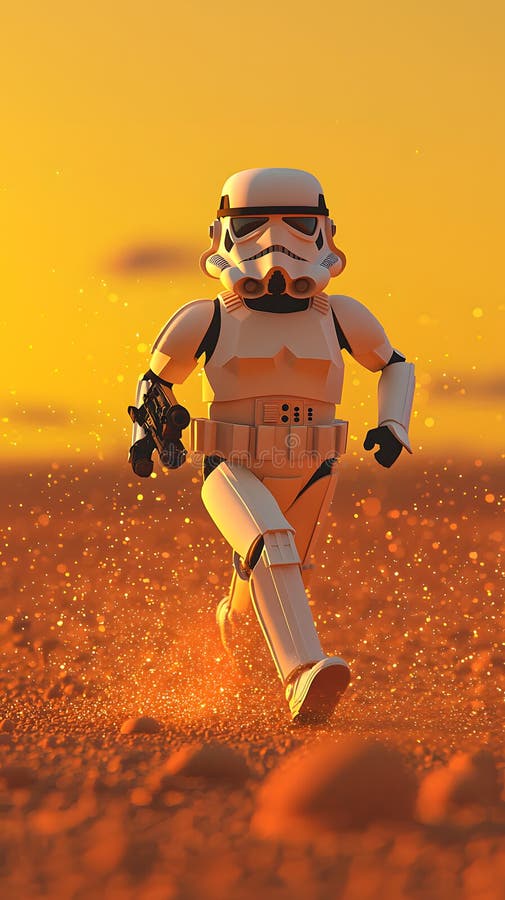 Stormtrooper Running in a Desert Landscape Stock Illustration ...