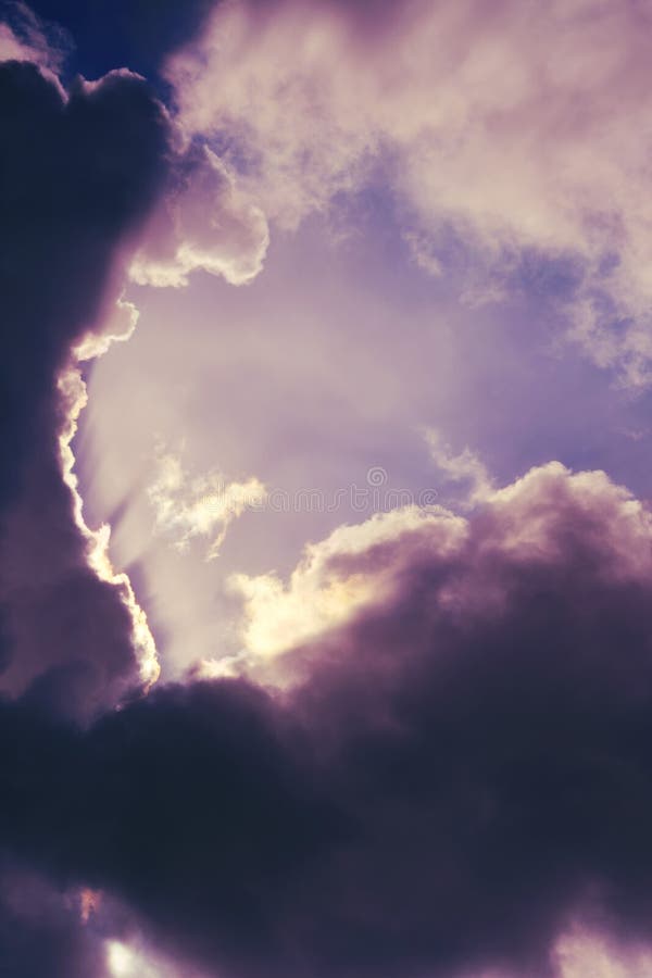 Dark Blue Sunset Sky Panorama with Cumulus Clouds. Seamless Hdr Pano in ...