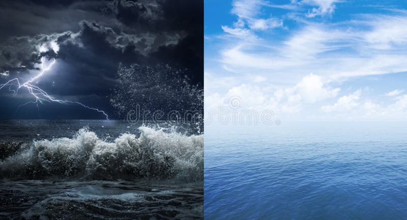 Still Calm Sea or Ocean Water Surface and Horizon Stock Photo - Image ...