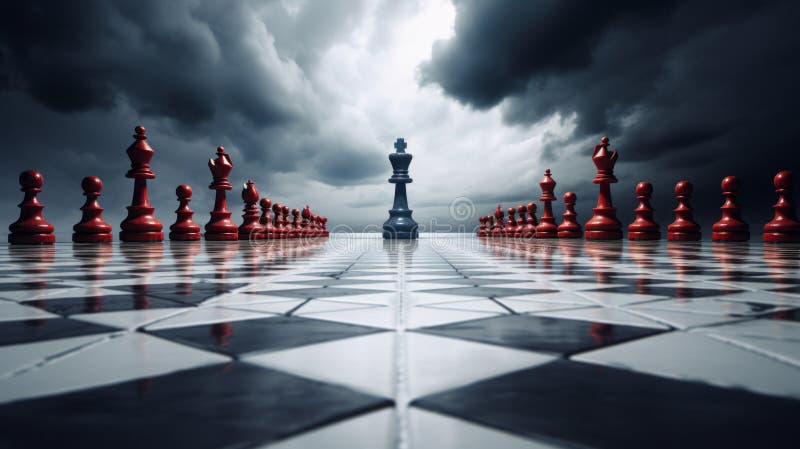 Stormy Chess Board: a Bold and Symmetrical Perspective Rendering Stock ...