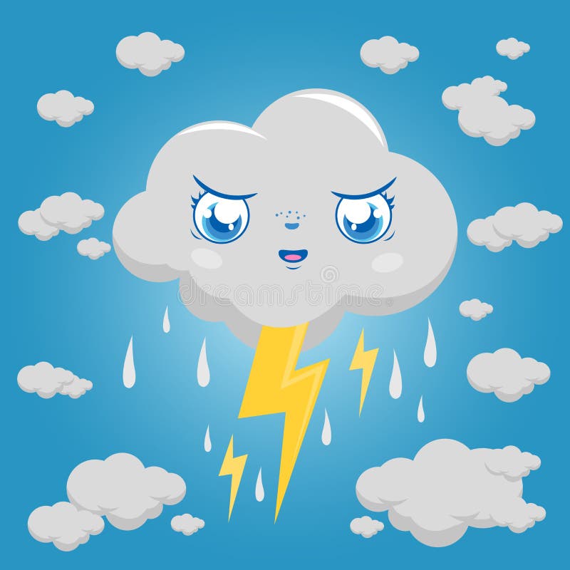 Stormy Sky With Cartoon Clouds Stock Vector - Illustration of climate ...