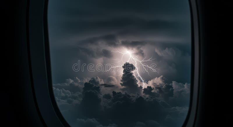 Stormy Cloudscape: Aerial View of Dramatic Lightning Strike Stock ...