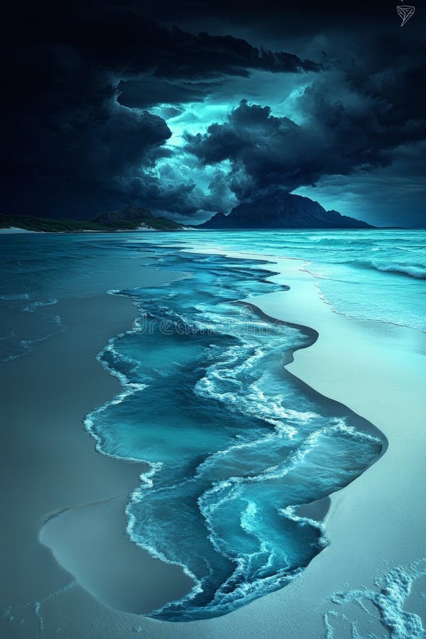 A Stormy Coastal Scene Featuring a Dark, Brooding Sky and a Jagged ...