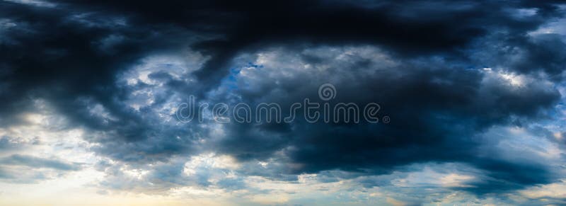 Stormy Dark Blue Cloudy Sky. High Resolution Panorama. Stock Photo ...