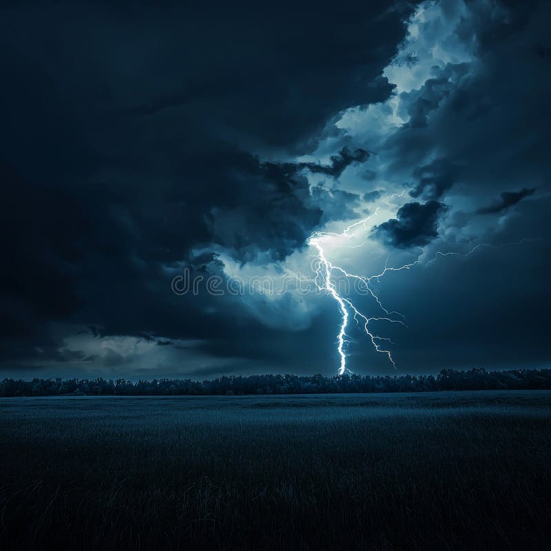 A Stormy, Dark Cloud with Lightning and Rain, Cut Out. Stock Photo ...