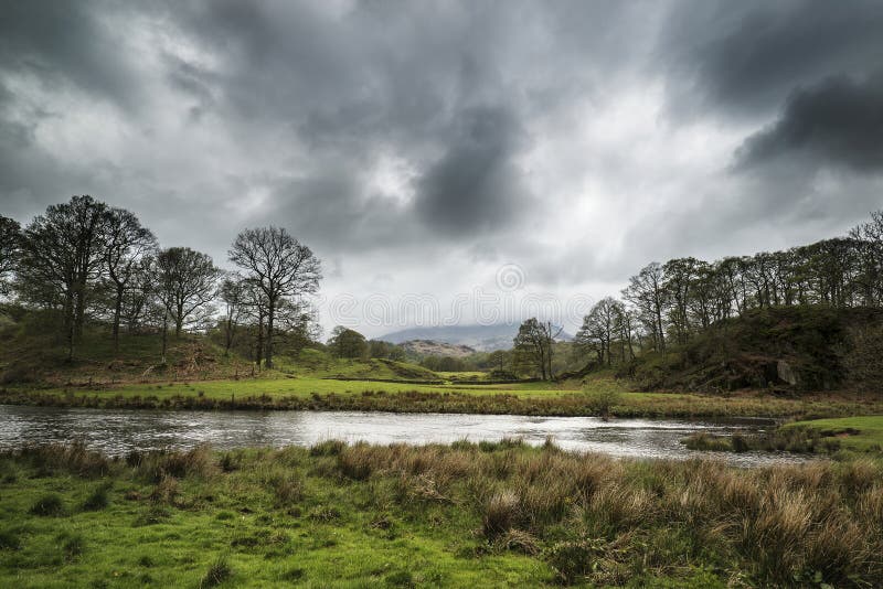 Stormy Dramatic Sky Over Lake District Countryside Landscape Stock ...