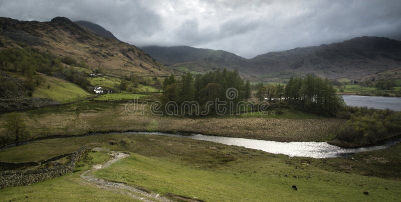 Stormy Dramatic Sky Over Lake District Countryside Landscape Stock ...