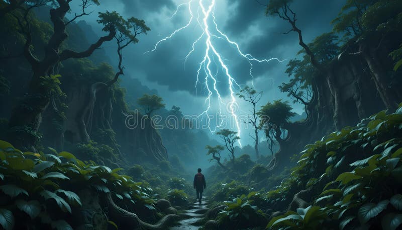Stormy Jungle Path stock illustration. Illustration of generated ...