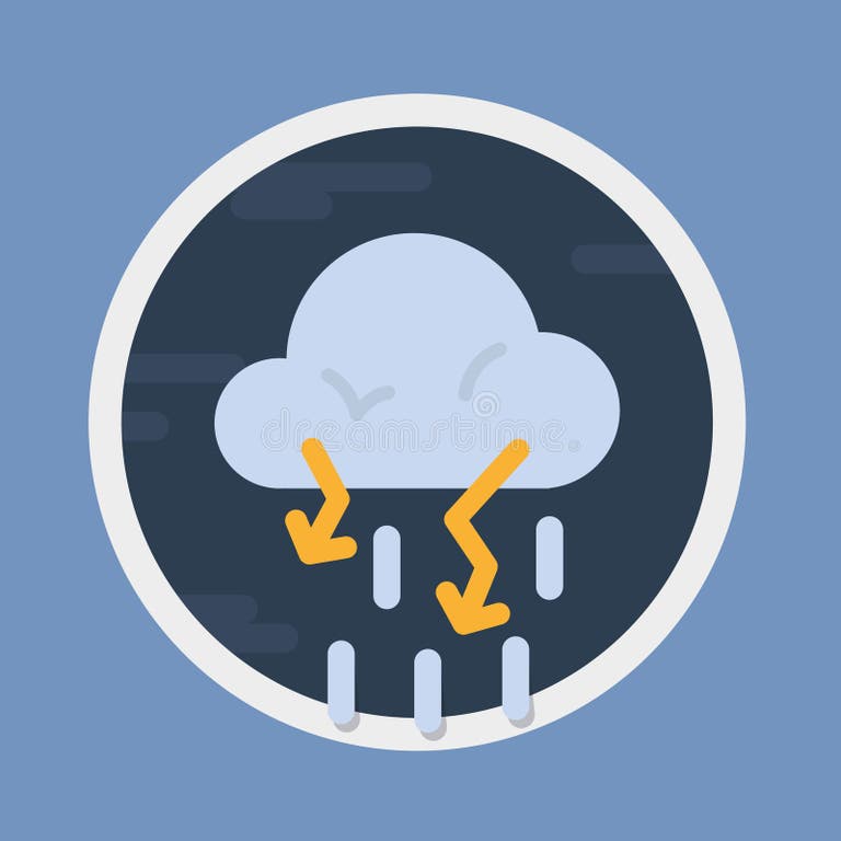 Stormy with Lighting Weather Forecast Icon Stock Illustration ...