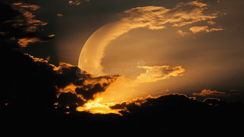 Stormy moon with clouds stock illustration. Illustration of texture ...